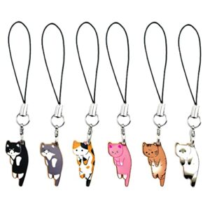 sopopal 6 pcs cat phone charm aesthetic cell phone charm kawaii with handmade cute hanging pendants decor