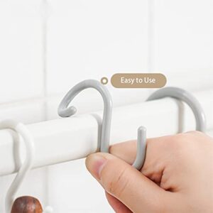 Mt.Jun 6-Pack Secure & Quiet Plastic S Hooks, Flexible Neck for Easy Twist & Lock, Completely Rust-Free, Holds up to 5 lbs, White, Small (2.4 inch)