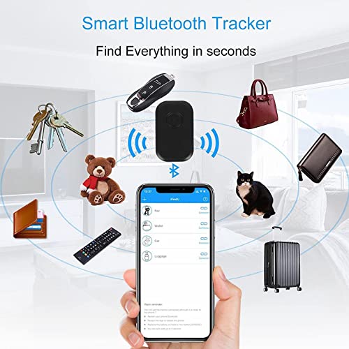 Portable Bluetooth 5.0 Tracker Smart Anti-Lost Real Time Mini Tracking Locator Item Finder Device for Keys Wallets Luggages Bags Kids Pets Black