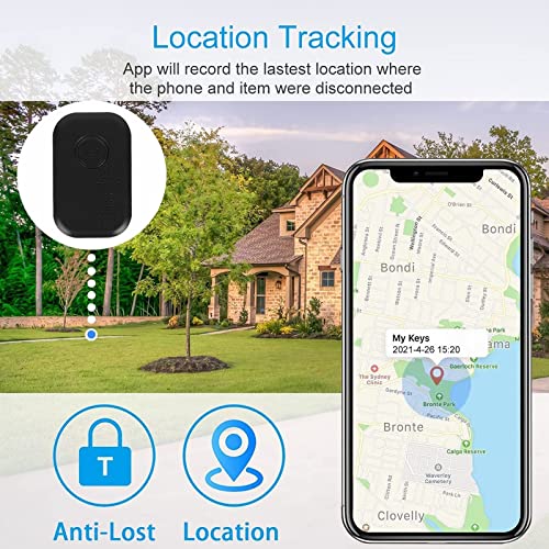 Portable Bluetooth 5.0 Tracker Smart Anti-Lost Real Time Mini Tracking Locator Item Finder Device for Keys Wallets Luggages Bags Kids Pets Black