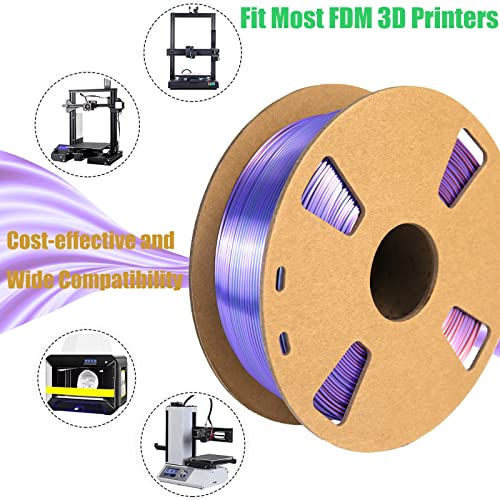 DD Silk PLA Filament Multicolor, 3D Printer Filament Tricolor PLA Filament 1.75mm +/- 0.03mm Change 3D Printing Filament 1kg Spool/2.2lbs Silk 3D PLA Consumables Fit Most FDM Printer