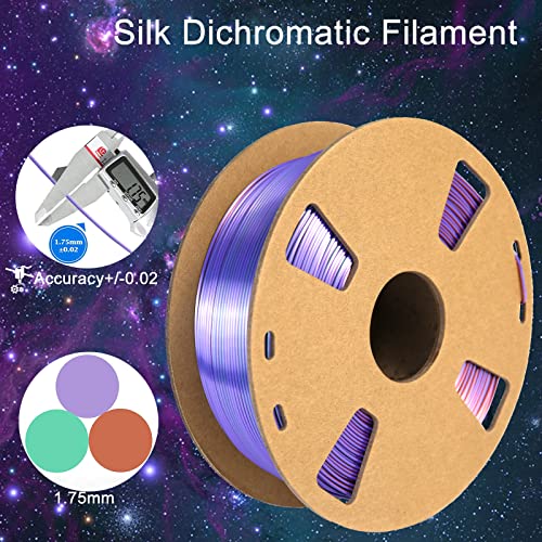 DD Silk PLA Filament Multicolor, 3D Printer Filament Tricolor PLA Filament 1.75mm +/- 0.03mm Change 3D Printing Filament 1kg Spool/2.2lbs Silk 3D PLA Consumables Fit Most FDM Printer