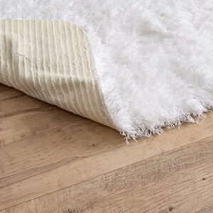 Super Area Rugs 2x4 Soft Modern Shaggy Rug for Living Room Bedroom Bathroom, Spa White 2' x 4'