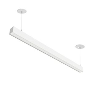 warelight 4' linear suspended led beam, 40w, cct selectable, 0-10v dimmable, 120-277v, transparent frosted housing, power feed cable included