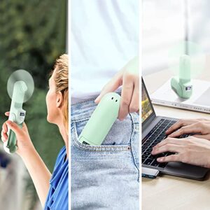 Mini Handheld Fan, Portable Fan 3 IN 1 2000mAh, Battery Operated Fan with LED Display as Phone Holder, Hand Fan USB Rechargeable for Outdoor Travel Camping-Green