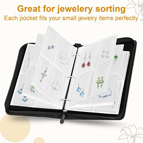 TRYWEGO Jewelry Storage Book, Jewelry Organizer for Sorting Jewelry, Foldable Travel Jewelry Case Includes 8 Grids 50 Sheets, Jewelry Bag for for Rings, Necklace, Bracelets, Earrings