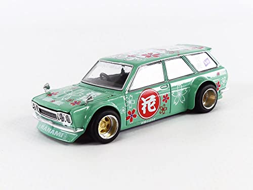 1971 Datsun 510 Wagon Hanami V1 Green (Designed by Jun Imai) Kaido House Special 1/64 Diecast Model Car by True Scale Miniatures KHMG013