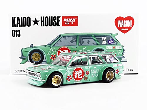 1971 Datsun 510 Wagon Hanami V1 Green (Designed by Jun Imai) Kaido House Special 1/64 Diecast Model Car by True Scale Miniatures KHMG013