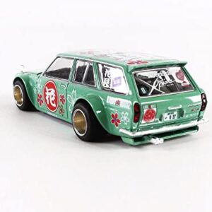 1971 Datsun 510 Wagon Hanami V1 Green (Designed by Jun Imai) Kaido House Special 1/64 Diecast Model Car by True Scale Miniatures KHMG013