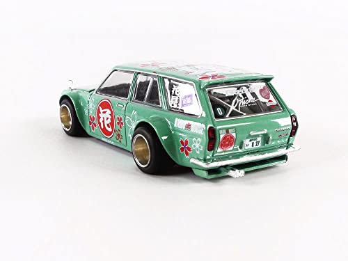 1971 Datsun 510 Wagon Hanami V1 Green (Designed by Jun Imai) Kaido House Special 1/64 Diecast Model Car by True Scale Miniatures KHMG013