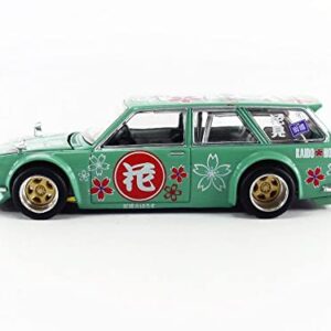 1971 Datsun 510 Wagon Hanami V1 Green (Designed by Jun Imai) Kaido House Special 1/64 Diecast Model Car by True Scale Miniatures KHMG013