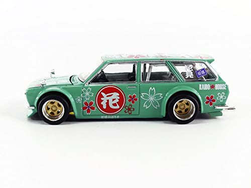 1971 Datsun 510 Wagon Hanami V1 Green (Designed by Jun Imai) Kaido House Special 1/64 Diecast Model Car by True Scale Miniatures KHMG013