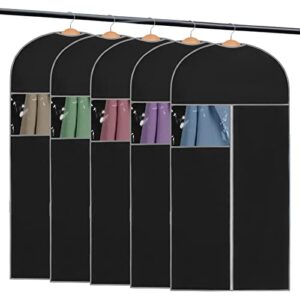 classycoo garment bags 5 pack garment clothes covers 24" x 40" breathable garment full zipper bags for dress suit coats clothes black