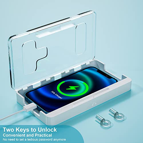 YOQVHUA Portable Phone Lock Box, Cell Phone Jail with Two Keys Prevent Phone Addiction for Kids/Students, Timr Phone Locker, Phone Self Control Box for iPhone 14/13/Sumsung