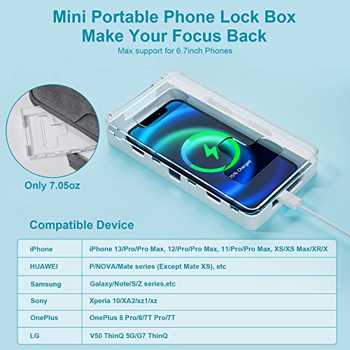 YOQVHUA Portable Phone Lock Box, Cell Phone Jail with Two Keys Prevent Phone Addiction for Kids/Students, Timr Phone Locker, Phone Self Control Box for iPhone 14/13/Sumsung