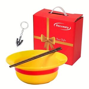 recxmeiy 3 pcs onepiece japanese anime ramen ceramic bowl set luffy straw hat ramen bowl with chopsticks anime fans gift