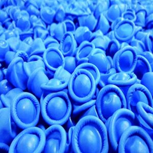 Large Disposable Nitrile Finger Cots Anti-Static Lens Finger Covers Beauty Protection Sleeves Not Allergic 100pcs (Blue)