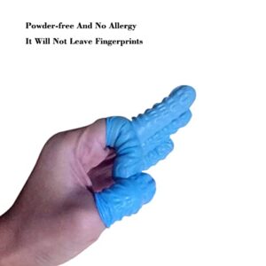 Large Disposable Nitrile Finger Cots Anti-Static Lens Finger Covers Beauty Protection Sleeves Not Allergic 100pcs (Blue)