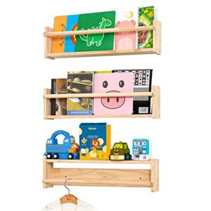 mbyd 24 inch nursery shelves 3 same dimensions floating wall nursery book shelves natural wooden wall bookshelves for kids nursery décor