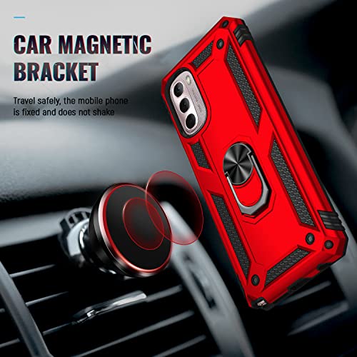 SunRemex for Moto G Stylus 5G 2022 Case with HD Screen Protector, [Not Fit Moto G Stylus 4G 2022] Magnetic Ring Holder Kickstand,Military Grade Protective for Motorola G Stylus 5G 2022 (5G_Red)