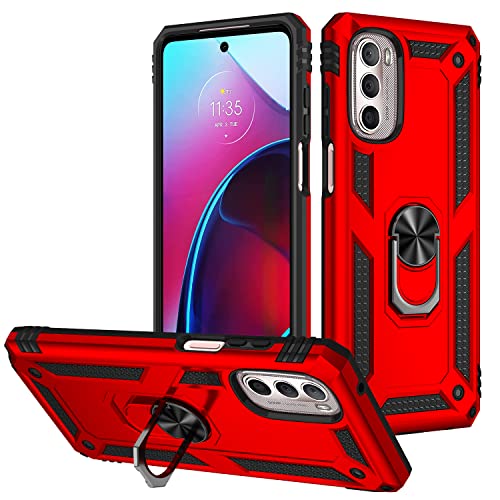 SunRemex for Moto G Stylus 5G 2022 Case with HD Screen Protector, [Not Fit Moto G Stylus 4G 2022] Magnetic Ring Holder Kickstand,Military Grade Protective for Motorola G Stylus 5G 2022 (5G_Red)