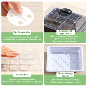 Evanda 12 Packs Seed Starter Tray Seedling Kits, Organic Germination Plant Starter Trays, with Lids Humidity Adjustable, for Greenhouse Grow Germination Seeds Growing Starting