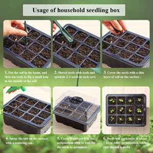 Evanda 12 Packs Seed Starter Tray Seedling Kits, Organic Germination Plant Starter Trays, with Lids Humidity Adjustable, for Greenhouse Grow Germination Seeds Growing Starting