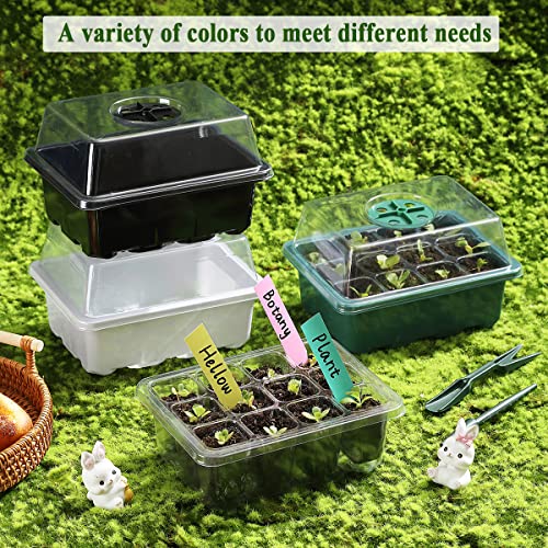 Evanda 12 Packs Seed Starter Tray Seedling Kits, Organic Germination Plant Starter Trays, with Lids Humidity Adjustable, for Greenhouse Grow Germination Seeds Growing Starting