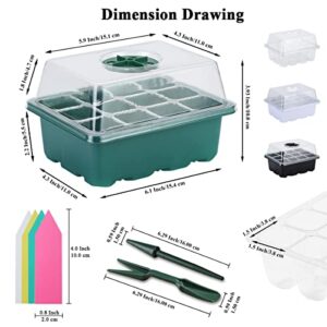 Evanda 12 Packs Seed Starter Tray Seedling Kits, Organic Germination Plant Starter Trays, with Lids Humidity Adjustable, for Greenhouse Grow Germination Seeds Growing Starting