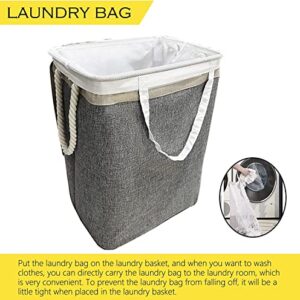 Laundry Basket with Lid & Inner Liner Bag Collapsible Stand Large Hamper for Bedroom Bathroom Dorm, Toys Clothing Organization 76L (Grey)