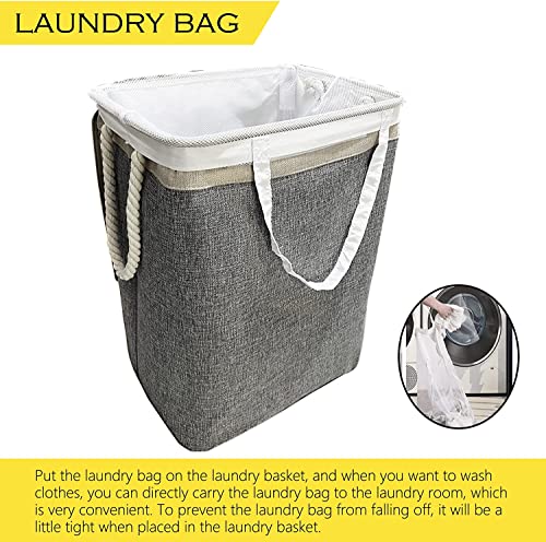 Laundry Basket with Lid & Inner Liner Bag Collapsible Stand Large Hamper for Bedroom Bathroom Dorm, Toys Clothing Organization 76L (Grey)