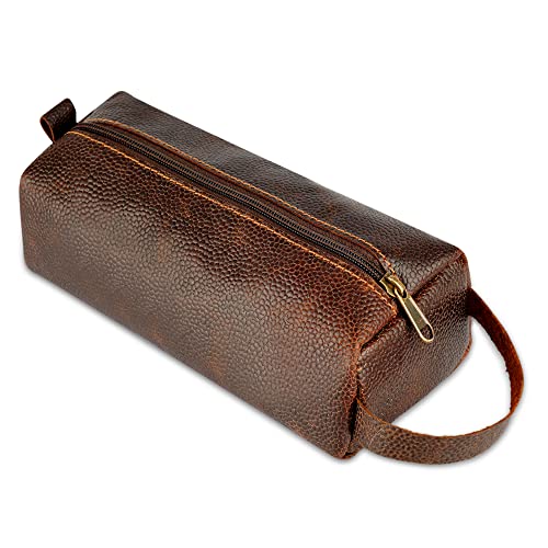 CestAntiQ Leather Large Pen Case Makeup Pouch Parts Tool Bag Storage Office Home