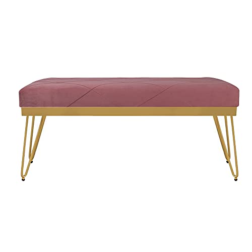 GIA Home Furniture Series Bench with Brushed Pink Velvet Seat and Metal Frame, Gold