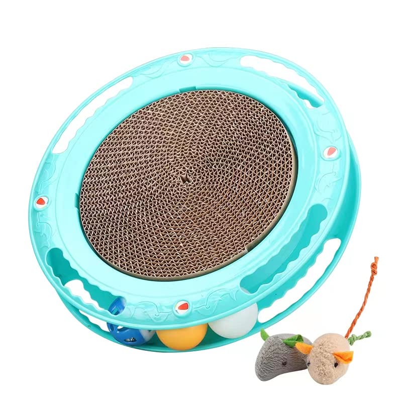 3 in 1 Cat Toy，Cat Scratcher Toy,Cat Ball Toy, Turntable Roller Track with Ball ,Cat Toy,Cat IQ Training(1 Pack with Two Mouse Play Toy)