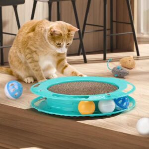 3 in 1 Cat Toy，Cat Scratcher Toy,Cat Ball Toy, Turntable Roller Track with Ball ,Cat Toy,Cat IQ Training(1 Pack with Two Mouse Play Toy)