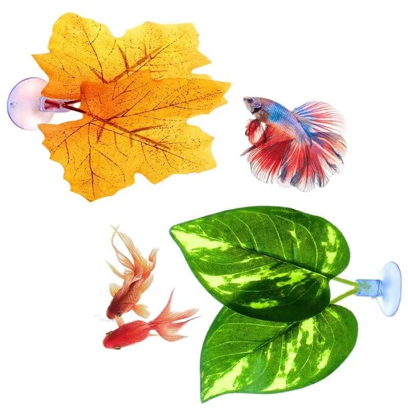 2 PCs Betta Fish Silk Leaf Pad Betta Fish Tank Accessories Aquarium Decor Silk Aquarium Plants…