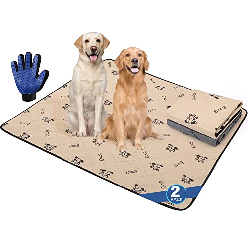 Bulubaky Upgrade Heavy Absorbency Washable Dog Pee Pads, Reusable Dog Training Pads, Non-Slip Quick Dry Whelping Pads for Dogs, Puppy Pads for Incontinence, Crate, Playpen (36''x72''-2pack)