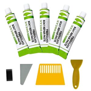 5pcs gogolonge fiberglass boat repair paste, instafix fiberglass repair paste, xt200 quick dry little putty, car scratch remover touch up paste fix tools for scratches,screw holes,cracks (black)