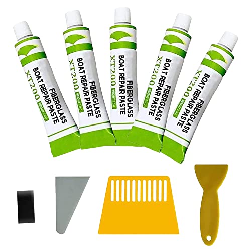 5Pcs Gogolonge Fiberglass Boat Repair Paste, Instafix Fiberglass Repair Paste, XT200 Quick Dry Little Putty, Car Scratch Remover Touch Up Paste Fix Tools for Scratches,Screw Holes,Cracks (Black)