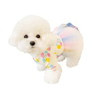 pet dress cat dog tiered layer tutu tulle dogs birthday party dresses sweet print sweater tulle skirt outfit princess girl dog clothes for small dogs