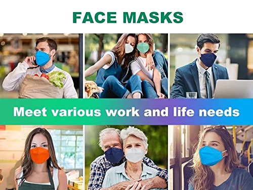 WCOLAS Face Mask Disposable, KF94 Masks for Adults, 60 PCS Masks Disposable Colorful, Face Shield Mask