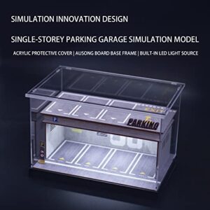 SIKIVOT 1/64 Scale Hot Wheels Display Case ，Parking Lot Model Car，Die-cast Car Garage Display Case， Hot Wheels Parking Garag，8 Parking Space with LED Light and Acrylic Cover (7641Number 86)