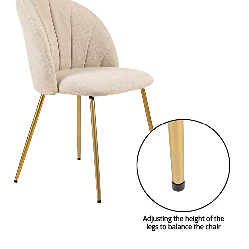 GIA Home Furniture Series Mid-Century Modern Dining Chair with Tufted Beige Velvet Upholstery, Set of 2, Gold