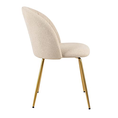 GIA Home Furniture Series Mid-Century Modern Dining Chair with Tufted Beige Velvet Upholstery, Set of 2, Gold