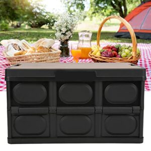 Folding Storage Box, Storage Box Removable 30L Portable Safe Thicken Multifunctional with Wooden Panel for Outdoor(Black)