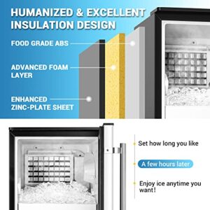 Euhomy Commercial Ice Maker Machine, 80 Lbs/Day Ice Making Stainless Steel Under Counter Ice Maker with 24 Lb Storage, Built-in Freestanding Ice Maker for Commercial and Home Use