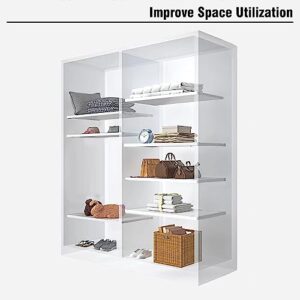 Adjustable Closet Storage Shelves with Seamless Sticker, Expandable Wardrobe Shelves Organizer System for Kitchen, Cupboard, Wardrobe, Under Sink and Bathroom, Easy Installation (Large, 1Pack)