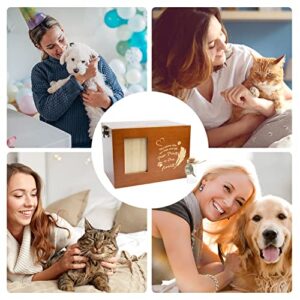 GAGILAND Pet Ashes Keepsake Box, Pet Urns for Dogs or Cats Ashes with Keepsake Vial, Funeral Wooden Pet Cremation Urns with Photo Frame, Memorial Urns for Pet Ashes Dog Cat (Large)