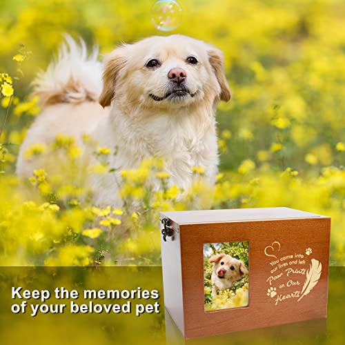 GAGILAND Pet Ashes Keepsake Box, Pet Urns for Dogs or Cats Ashes with Keepsake Vial, Funeral Wooden Pet Cremation Urns with Photo Frame, Memorial Urns for Pet Ashes Dog Cat (Large)