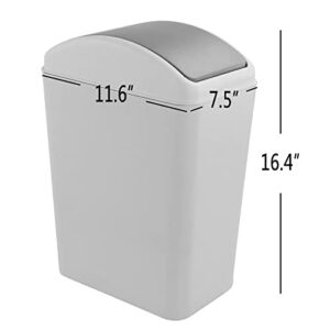 Afromy 4.2 Gallon Swing Lid Trash Can, Plastic Waste Bin Garbage with Lid, Grey